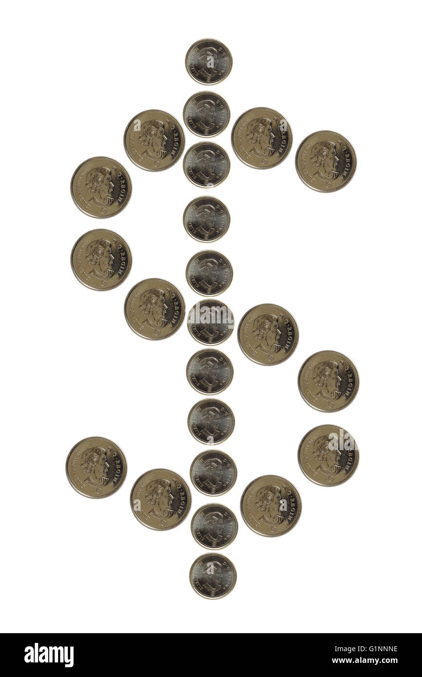 Dollar shape formed from coins hi-res stock photography and images - Alamy