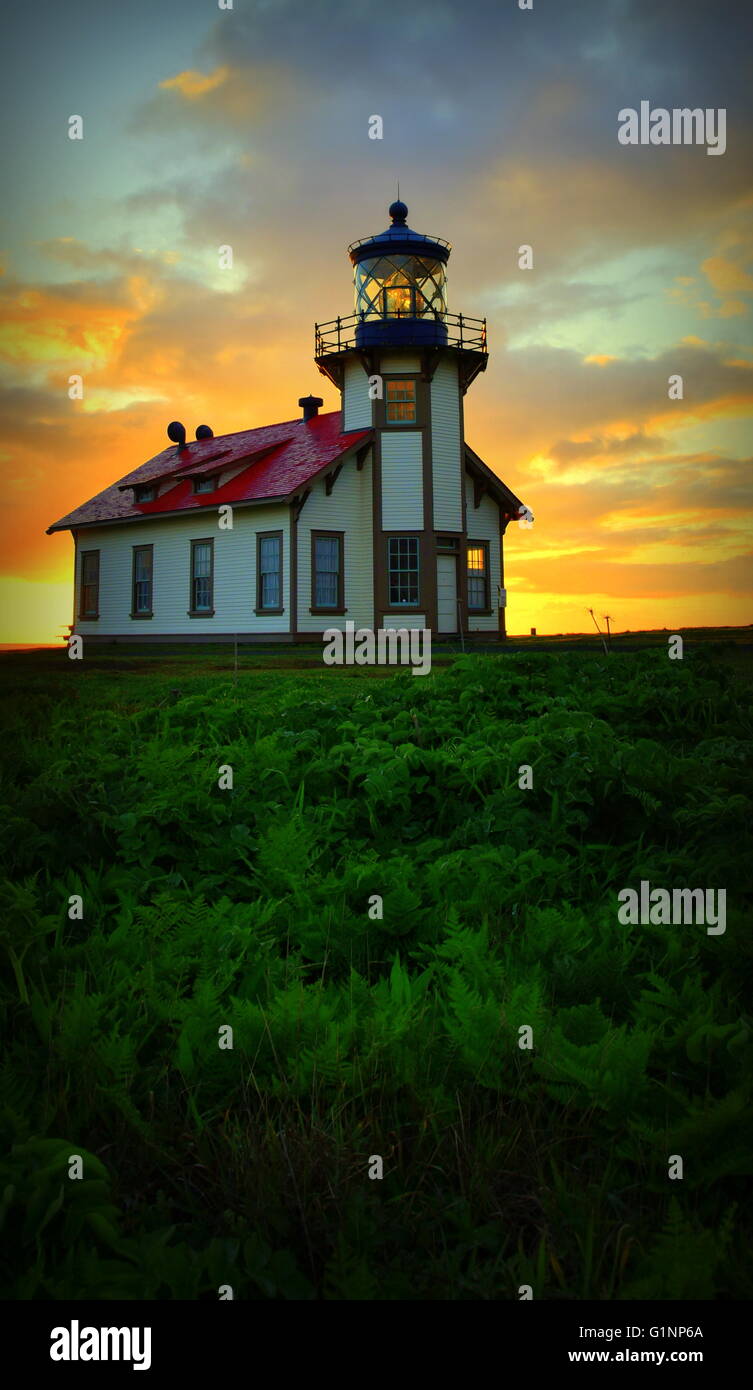 Point Cabrillo Lighthouse at Sunset Stock Photo - Alamy