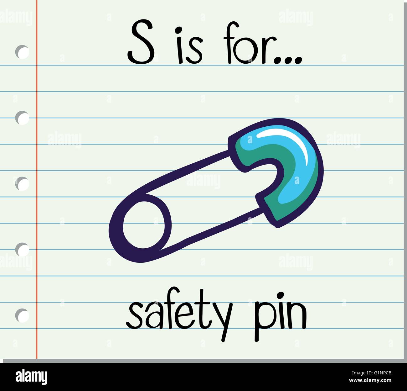 Flashcard letter S is for safety pin illustration Stock Vector Image ...