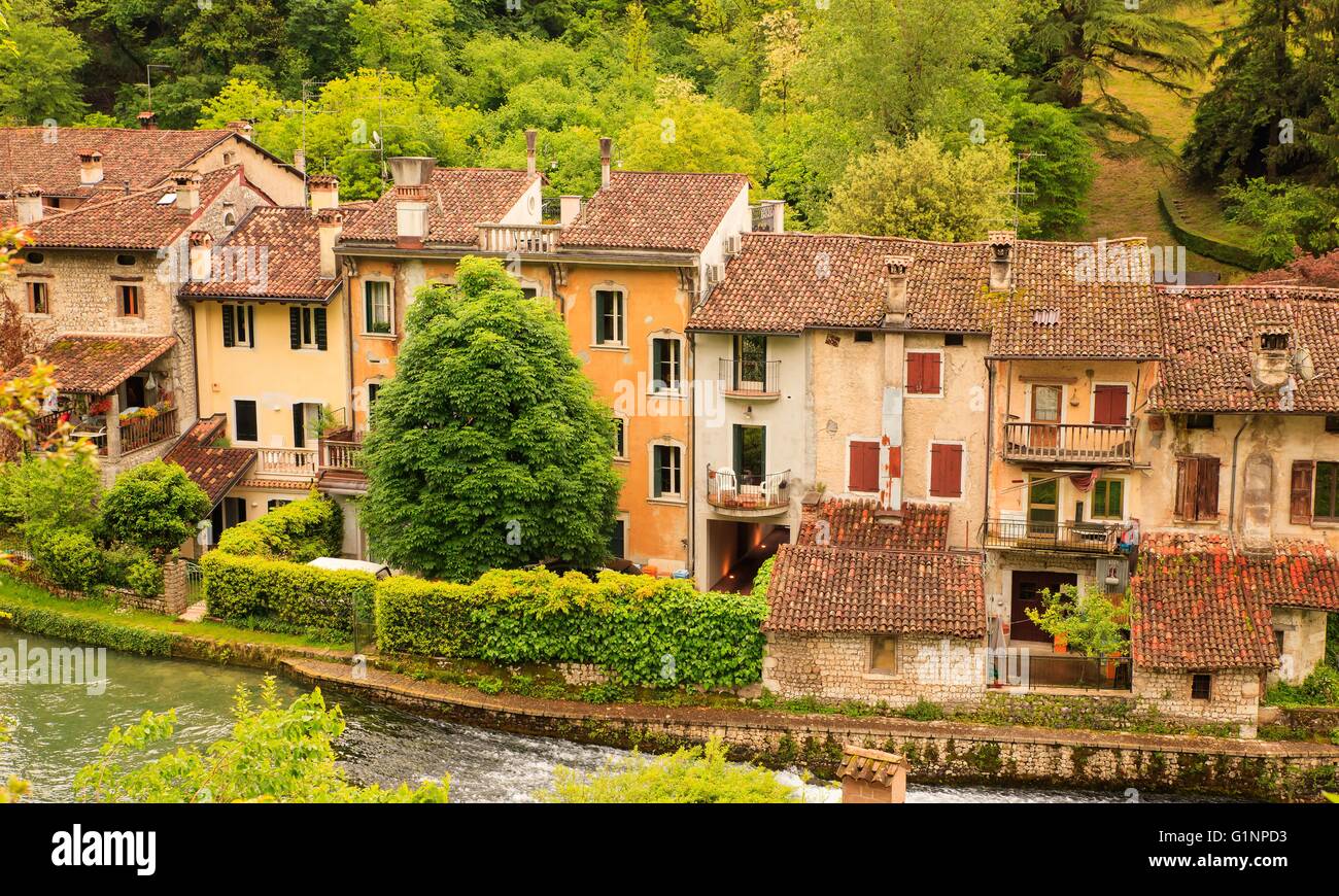 View of the houses of Polcenigo, Pordenone. italy Stock Photo - Alamy