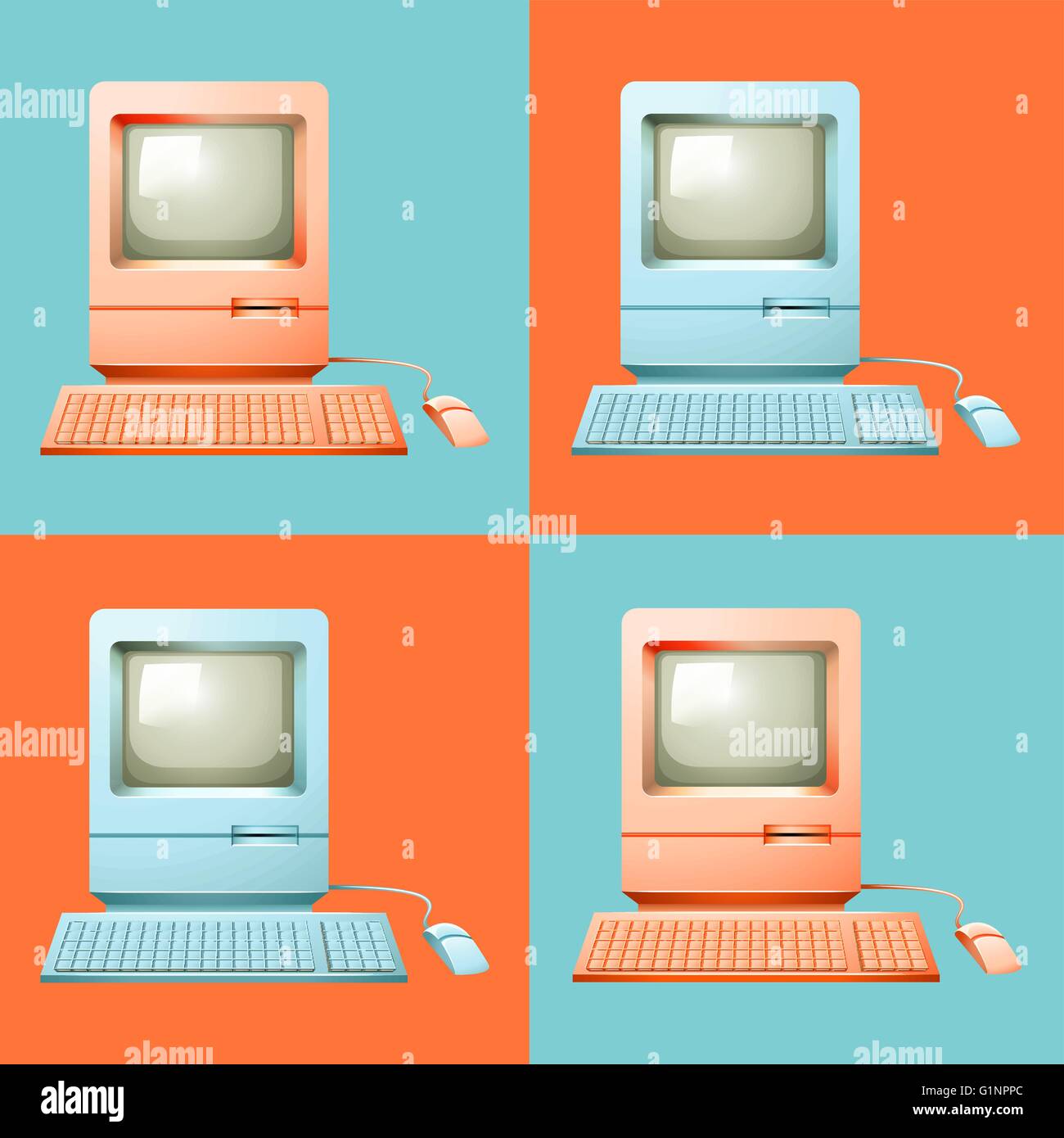 Computer in blue in pink color Stock Vector Image & Art - Alamy