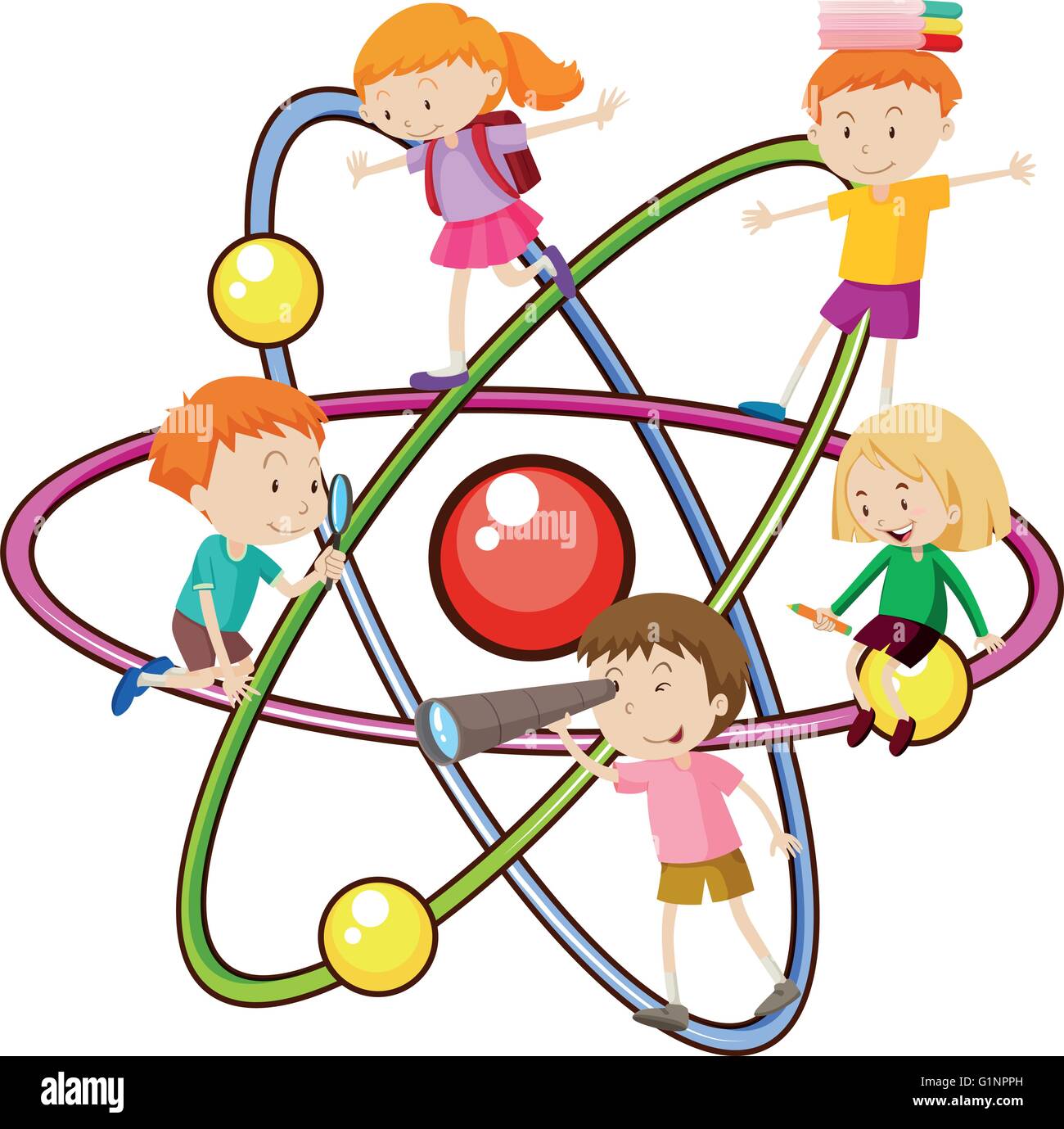 Children and atomic symbol illustration Stock Vector Image & Art - Alamy