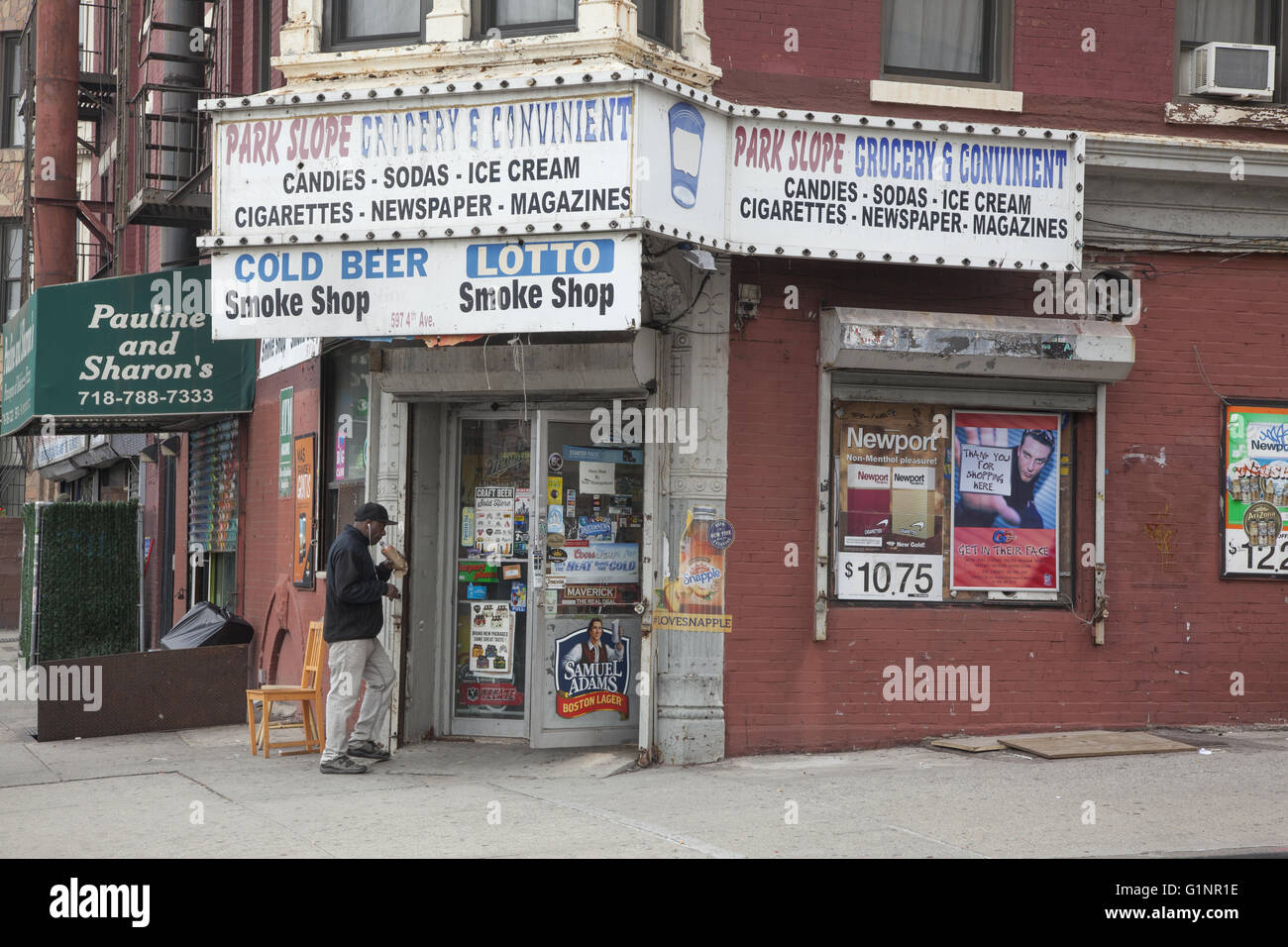 Small bodega type market on a corner in the Park Slope area of Brooklyn ...