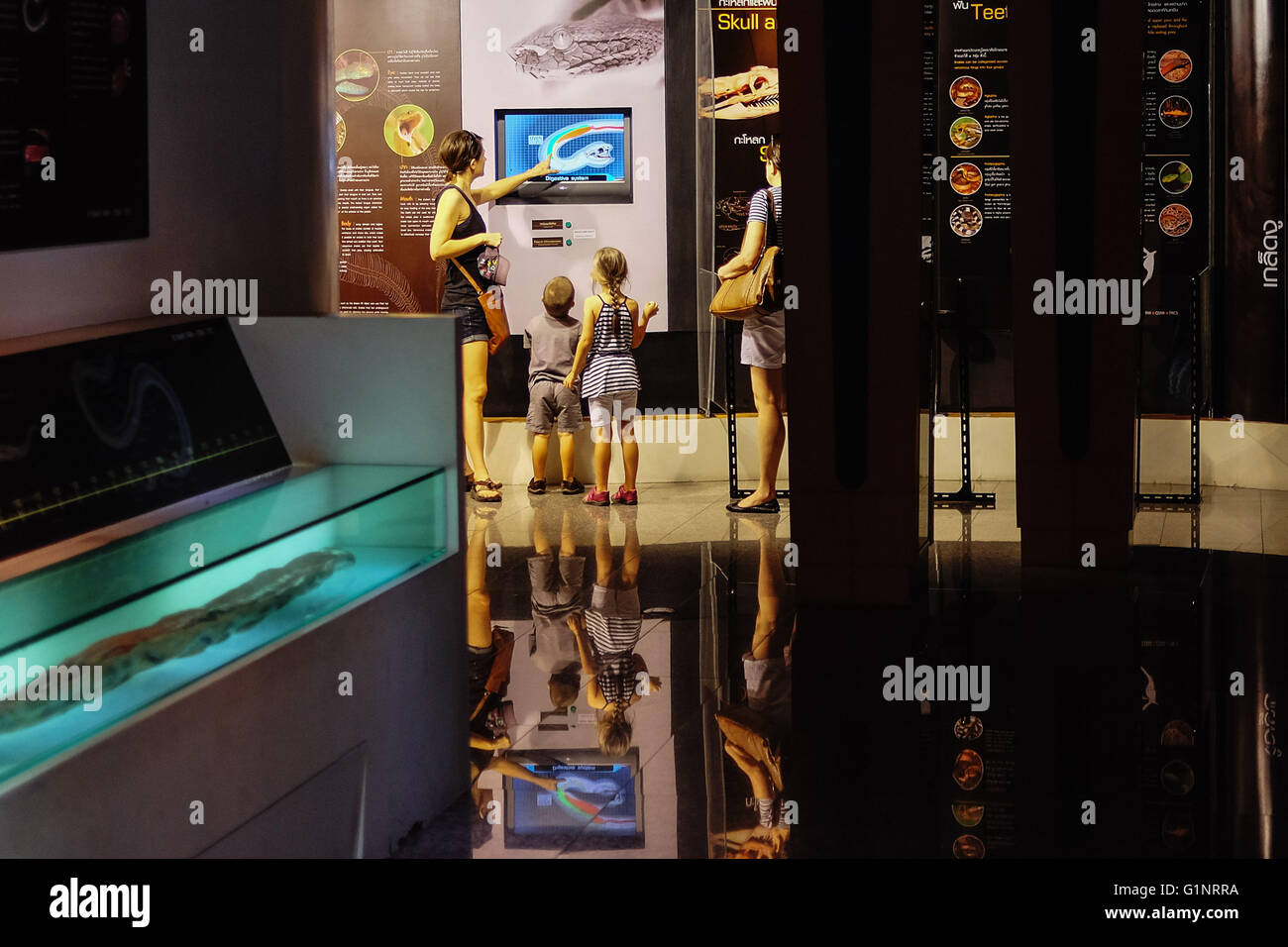 Bangkok, Thailand. 17th May, 2016. Tourists learn about the physical ...