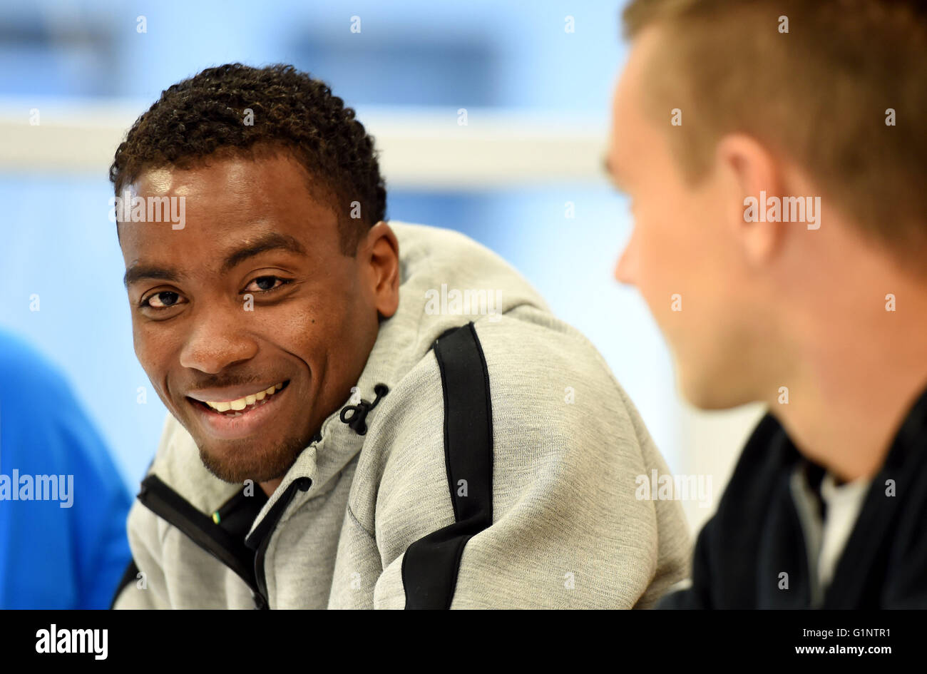 Bahamian athlete Michael Mathieu attends a news conference prior to the ...