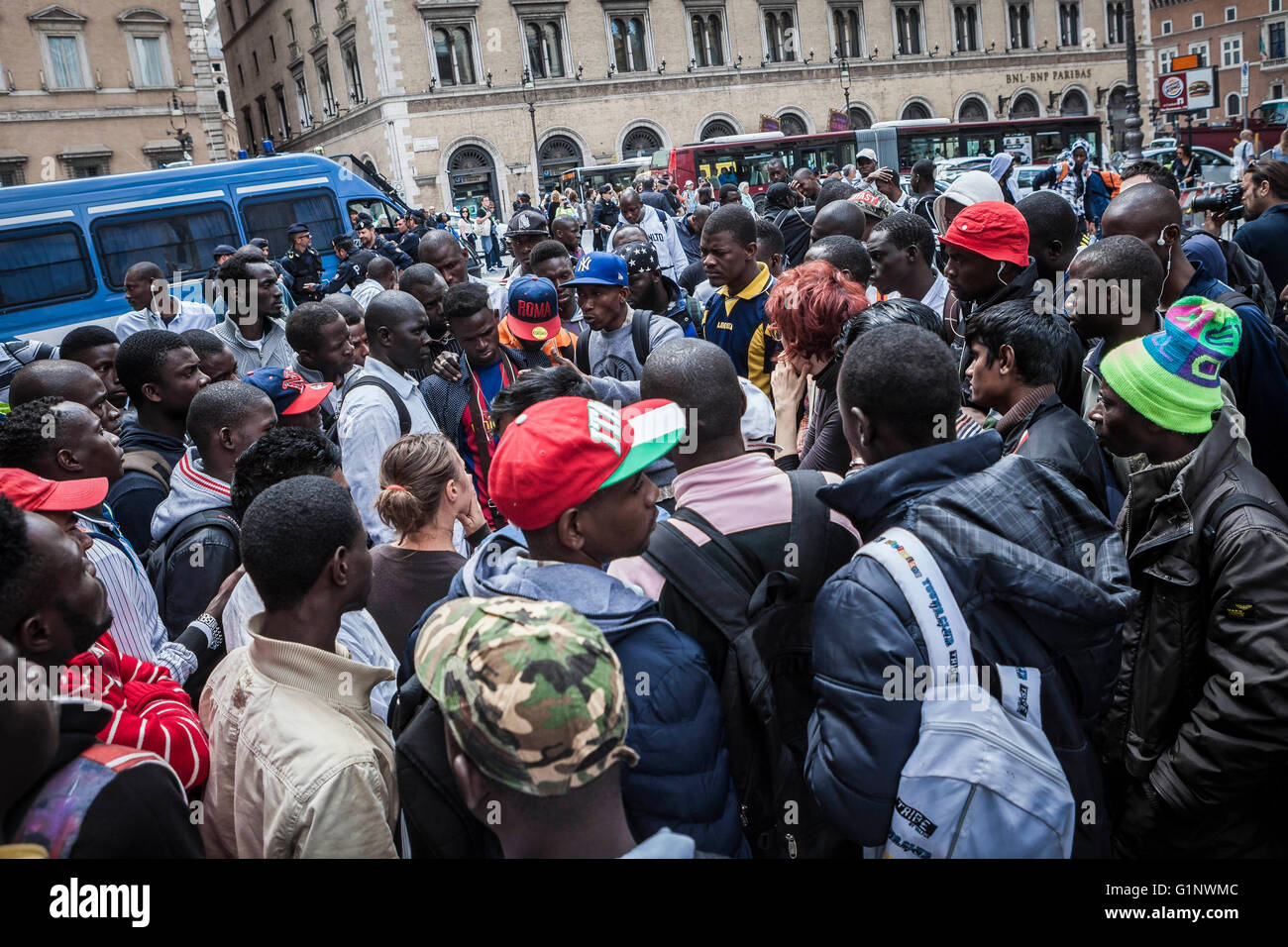 Rome, Italy. 17th May, 2016. A group of asylum seekers and refugees ...