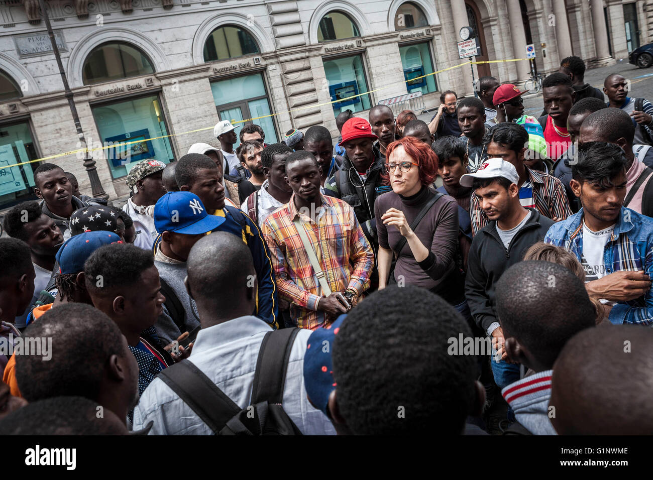 Rome, Italy. 17th May, 2016. A group of asylum seekers and refugees ...