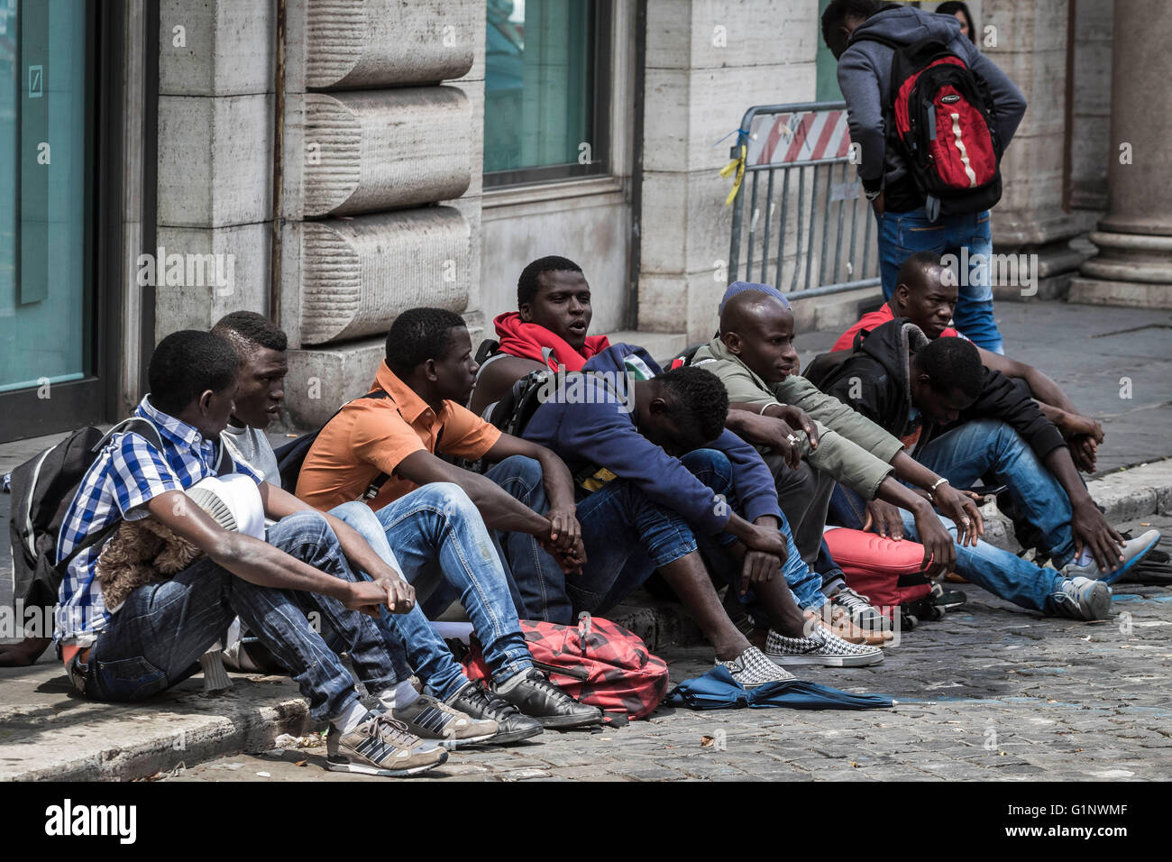 Rome, Italy. 17th May, 2016. A group of asylum seekers and refugees ...