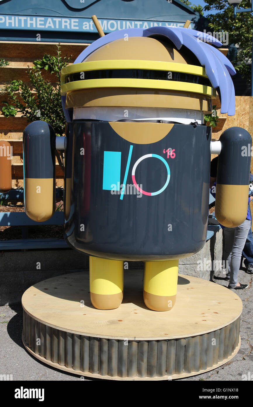 Mountain View, US. 17th May, 2016. A mascots of the Google operating ...