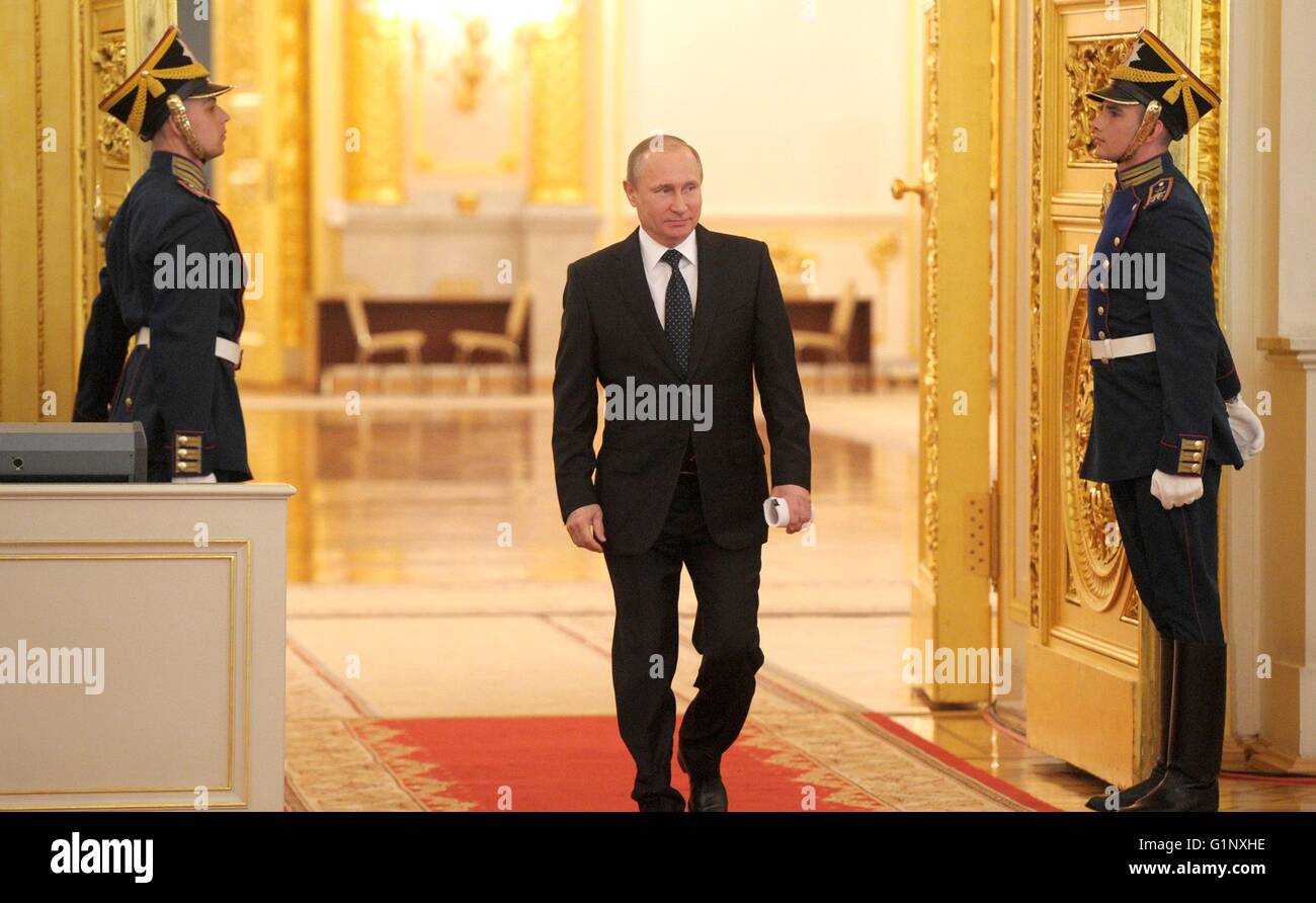Moscow, Russia. 17th May, 2016. Russian President Vladimir Putin walks ...