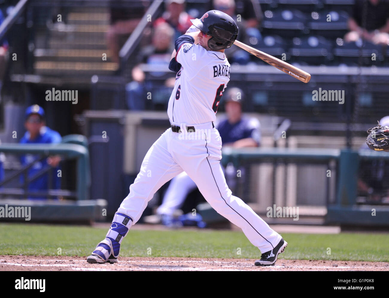 Tacoma Rainiers Mike Baxter (6) hits a home run in a game against the ...