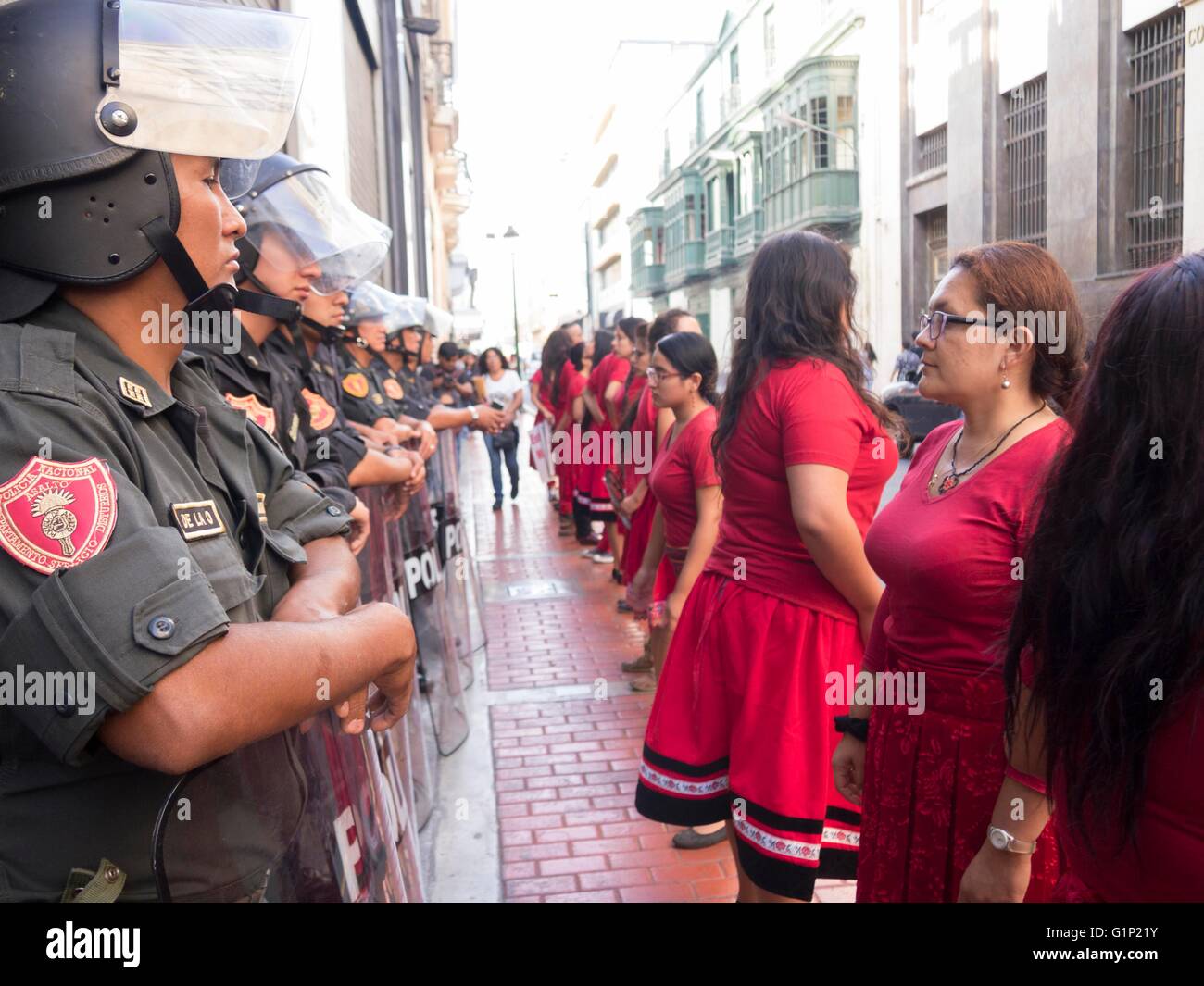 Lima, Peru. 17th May, 2016. Women victims of forced sterilization under ...