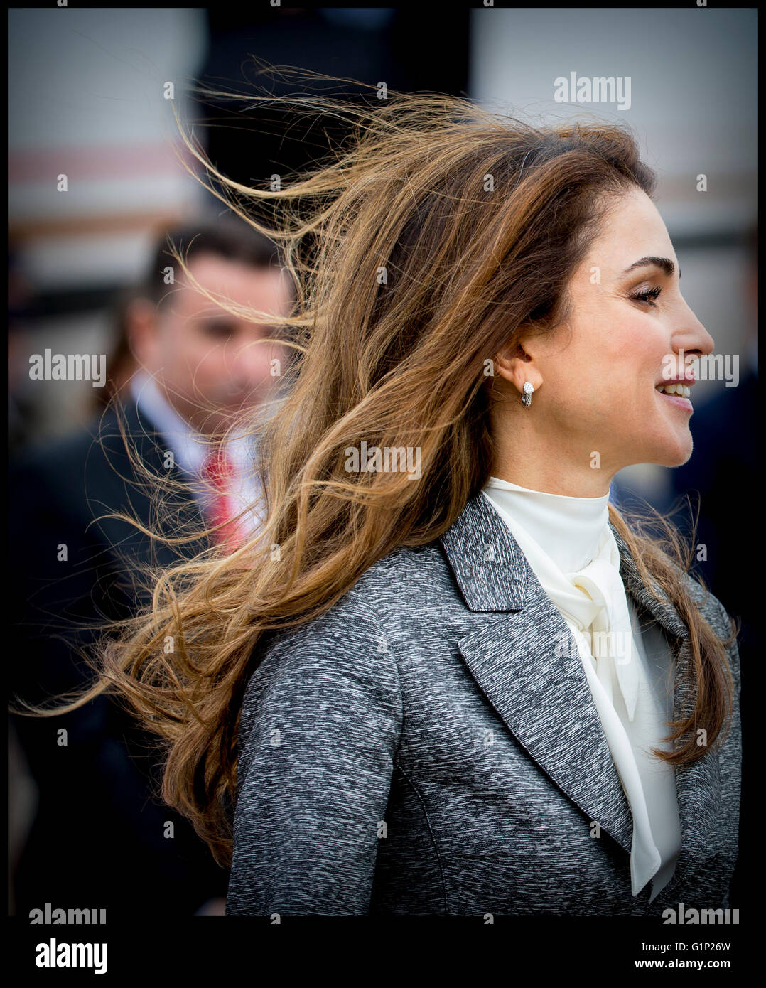 King Abdullah and Queen Rania of Jordan arrive at the Brussels Airport ...