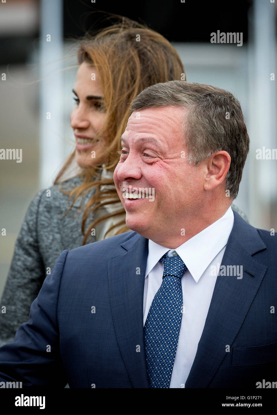 King Abdullah and Queen Rania of Jordan arrive at the Brussels Airport ...