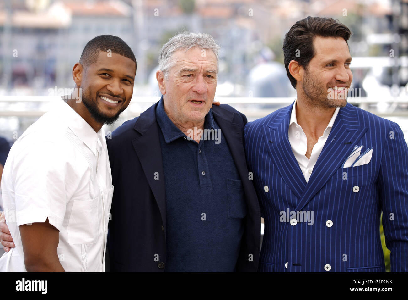 Usher Raymond, Robert de Niro and Edgar Ramirez at the 'Hands of Stone ...