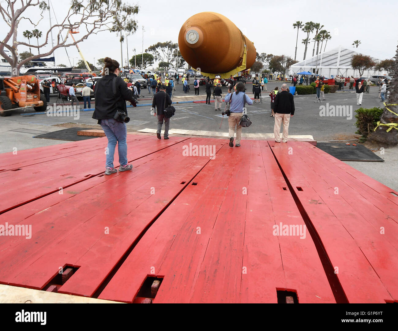 May 18, 2016.Marina Del Ray CA. Space shuttle fuel tank ET-94 arrives ...