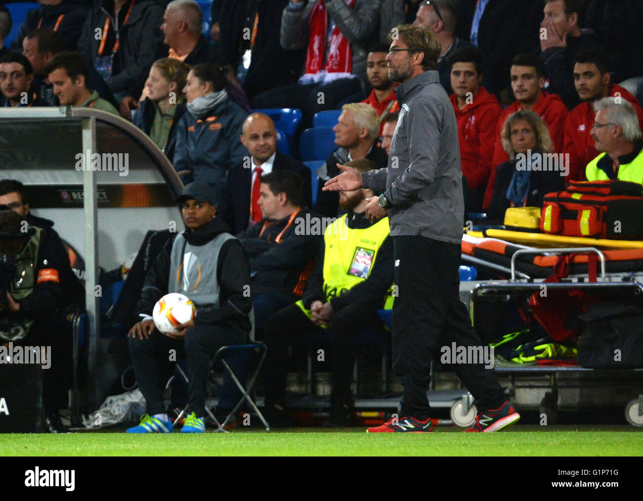 Basel, Switzerland. 18th May, 2016. Liverpool's coach Juergen Klopp ...