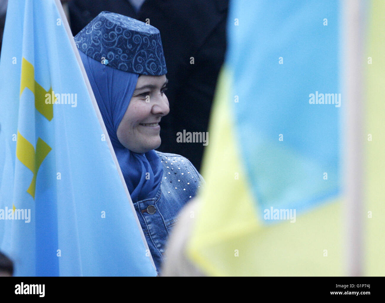 Kiev, Ukraine. 18th May, 2016. The woman dressed in national clothes of ...