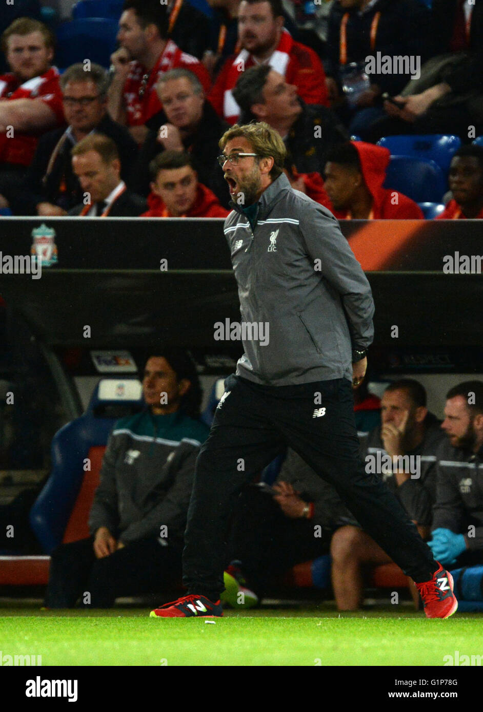 Basel, Switzerland. 18th May, 2016. Liverpool's coach Juergen Klopp ...