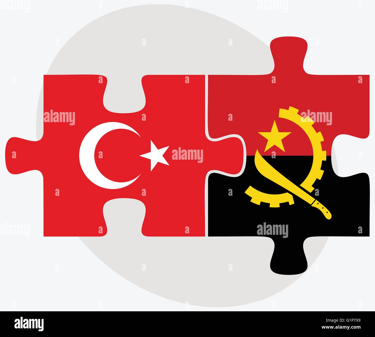 Turkey and Angola Flags in puzzle isolated on white background Stock ...