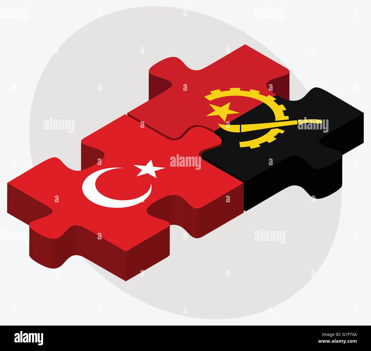 Turkey and Angola Flags in puzzle isolated on white background Stock ...
