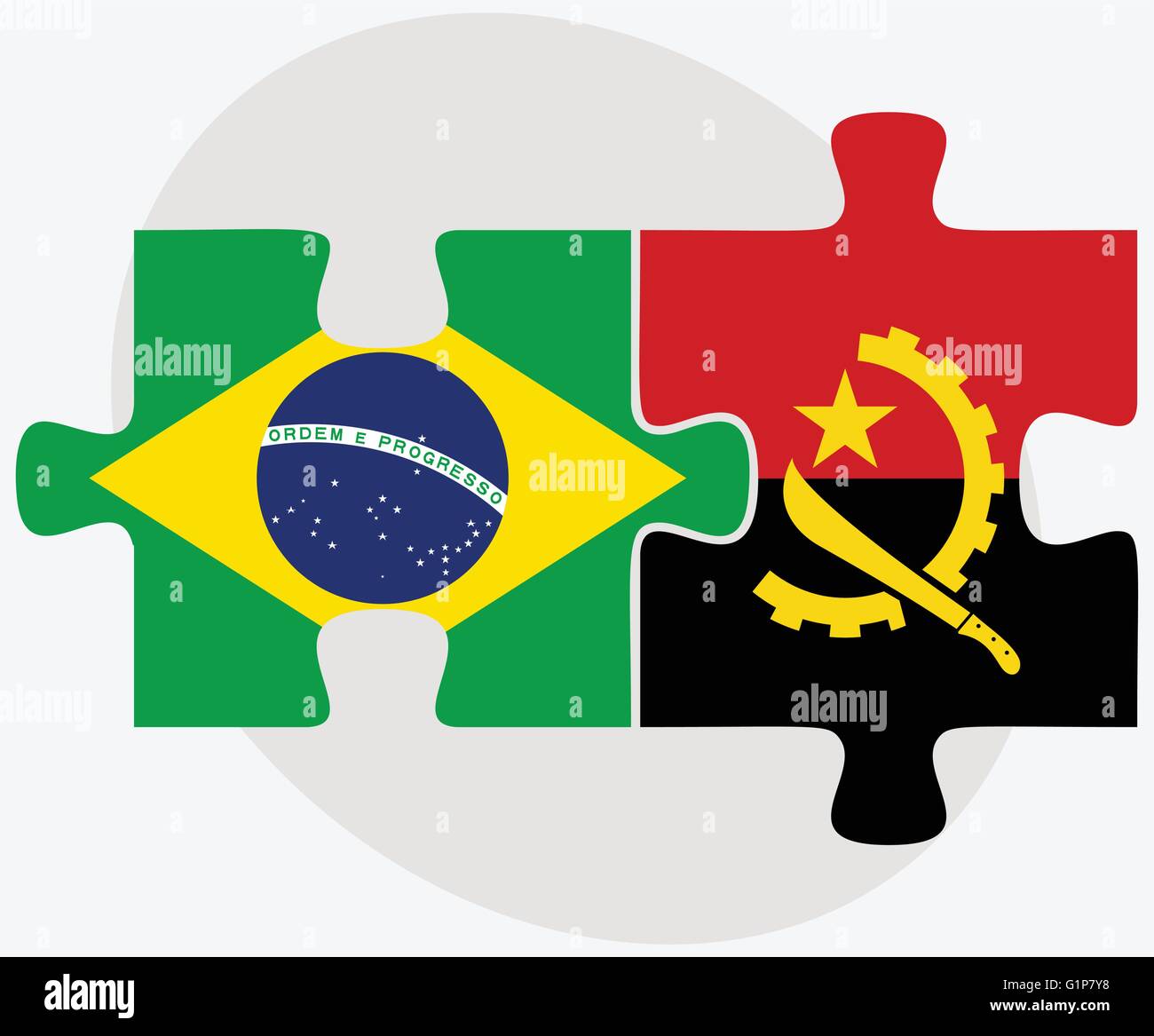 Brazil and Angola Flags in puzzle isolated on white background Stock ...