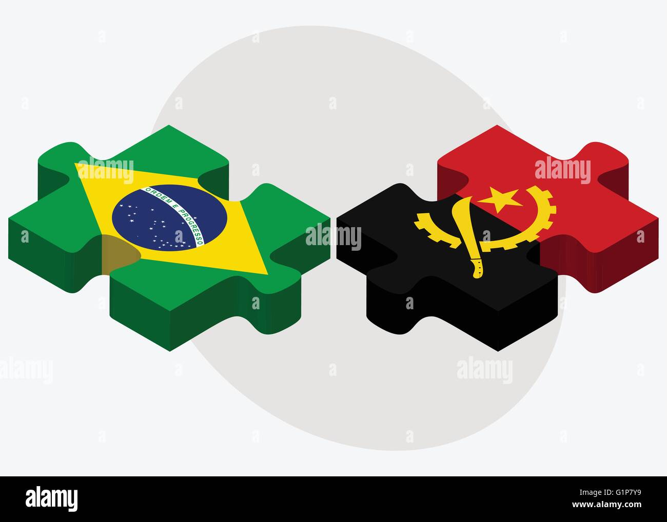 Brazil and Angola Flags in puzzle isolated on white background Stock ...