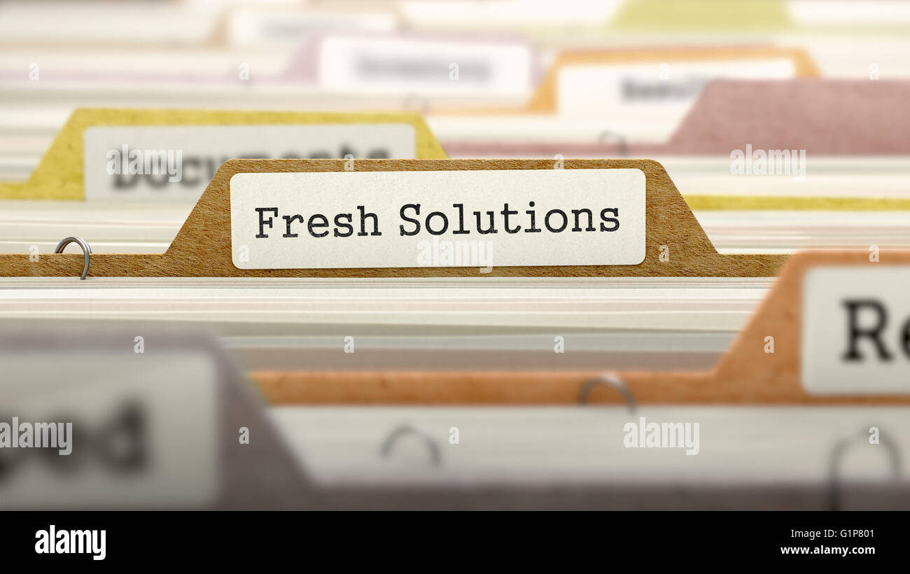 File Folder Labeled as Fresh Solutions Stock Photo - Alamy