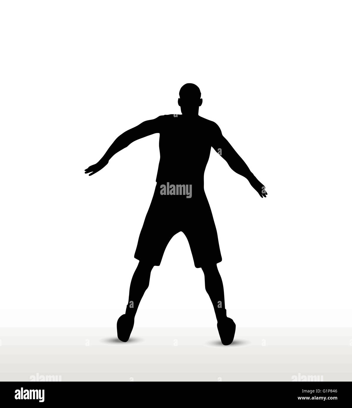 vector image - basketball player silhouette in defense pose, isolated ...