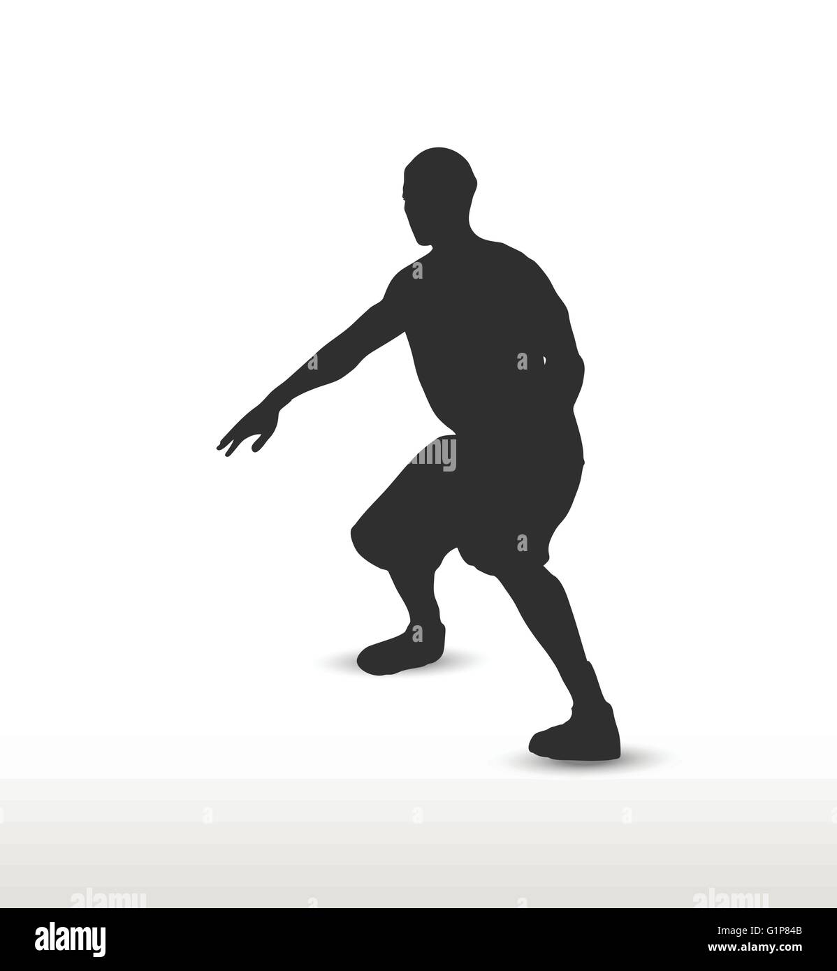 vector image - basketball player silhouette in defense pose, isolated ...