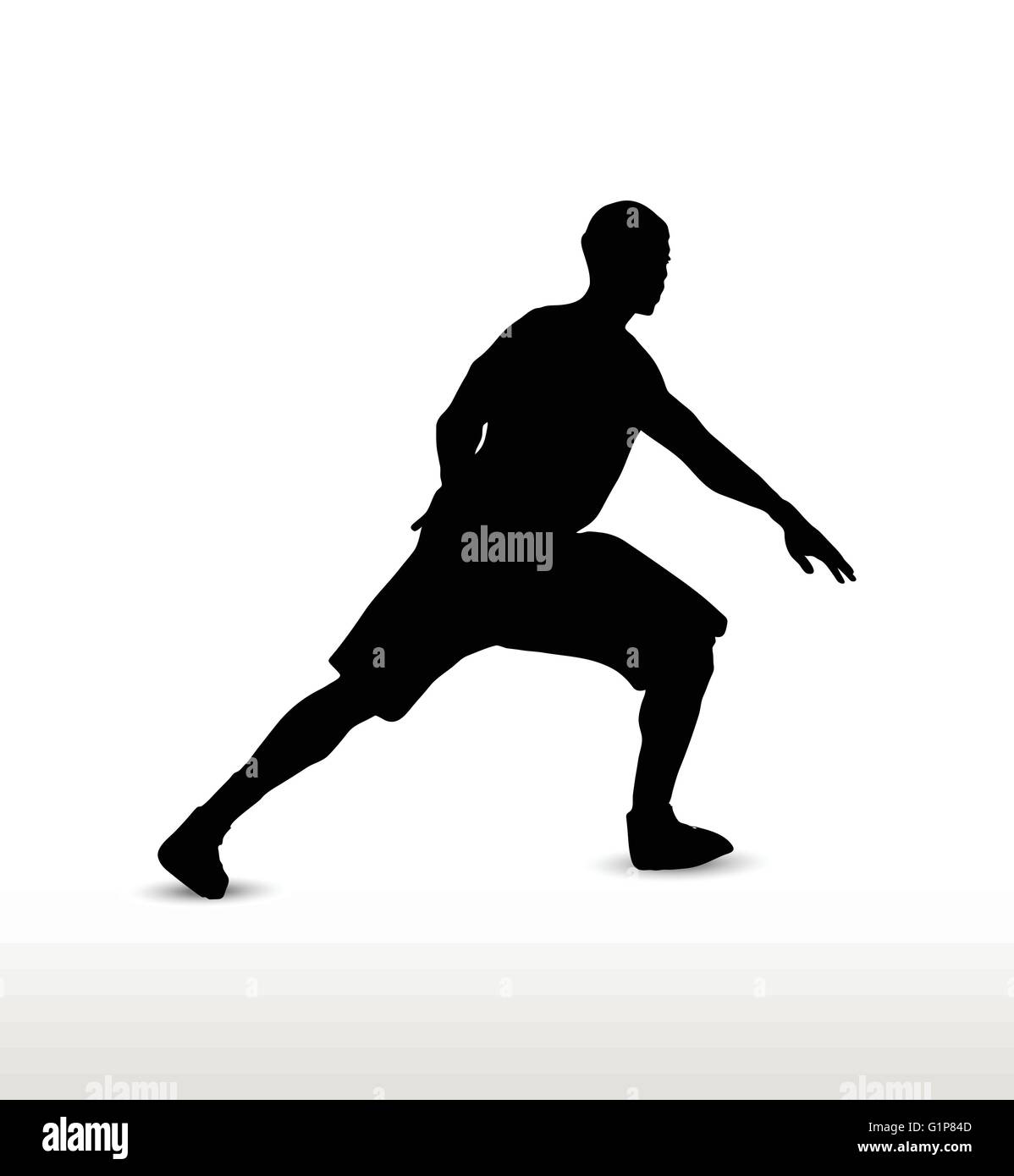 vector image - basketball player silhouette in defense pose, isolated ...