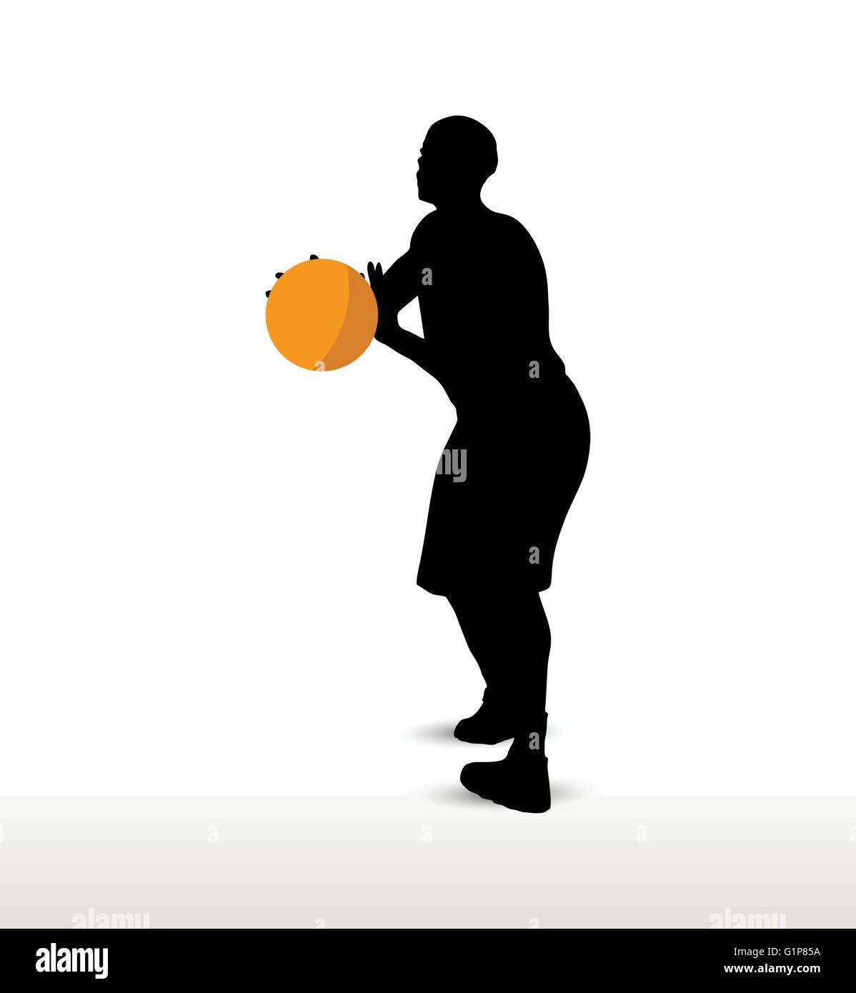 vector image - basketball player silhouette in pass pose, isolated on ...