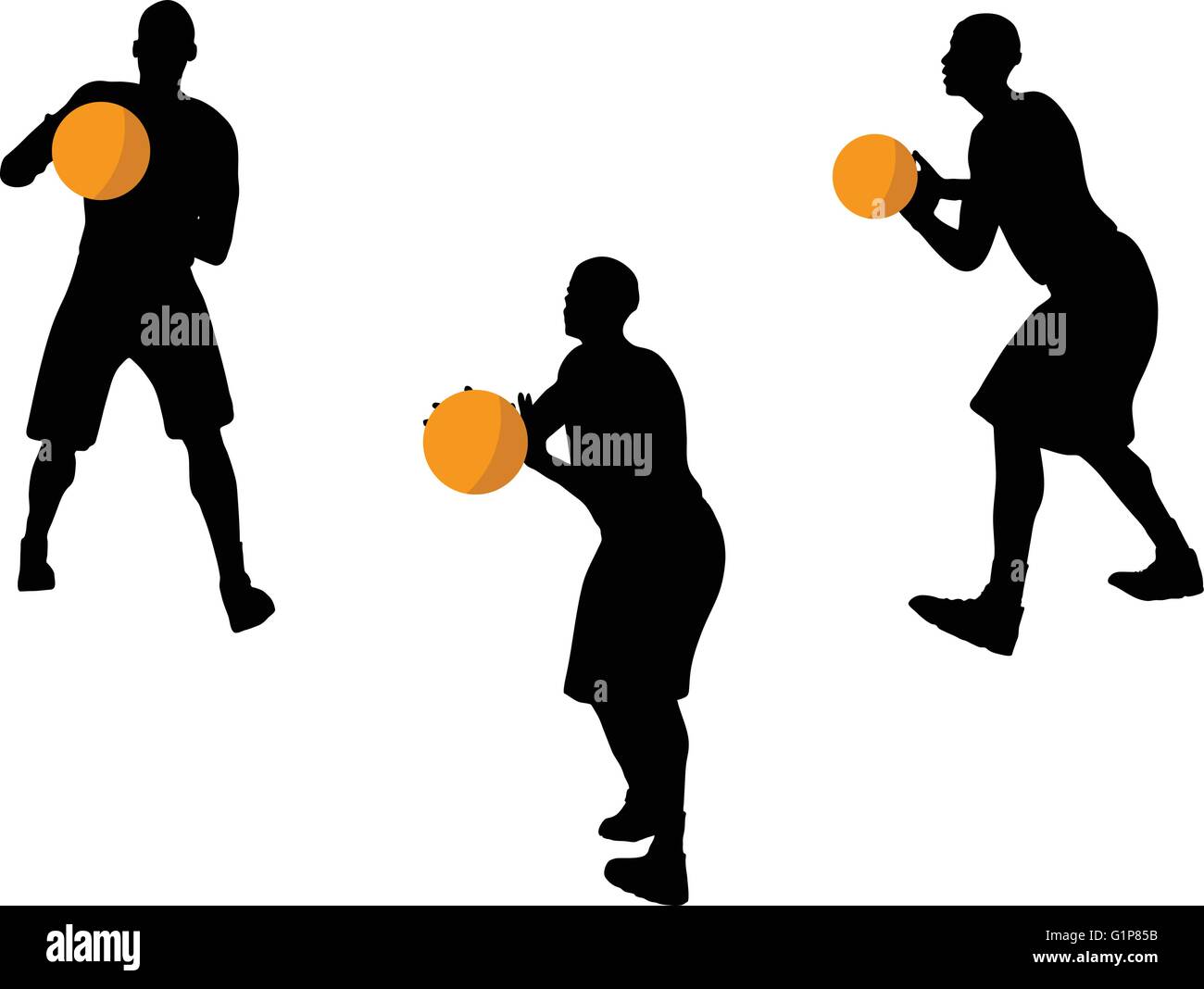 vector image - basketball player silhouette in pass pose, isolated on ...