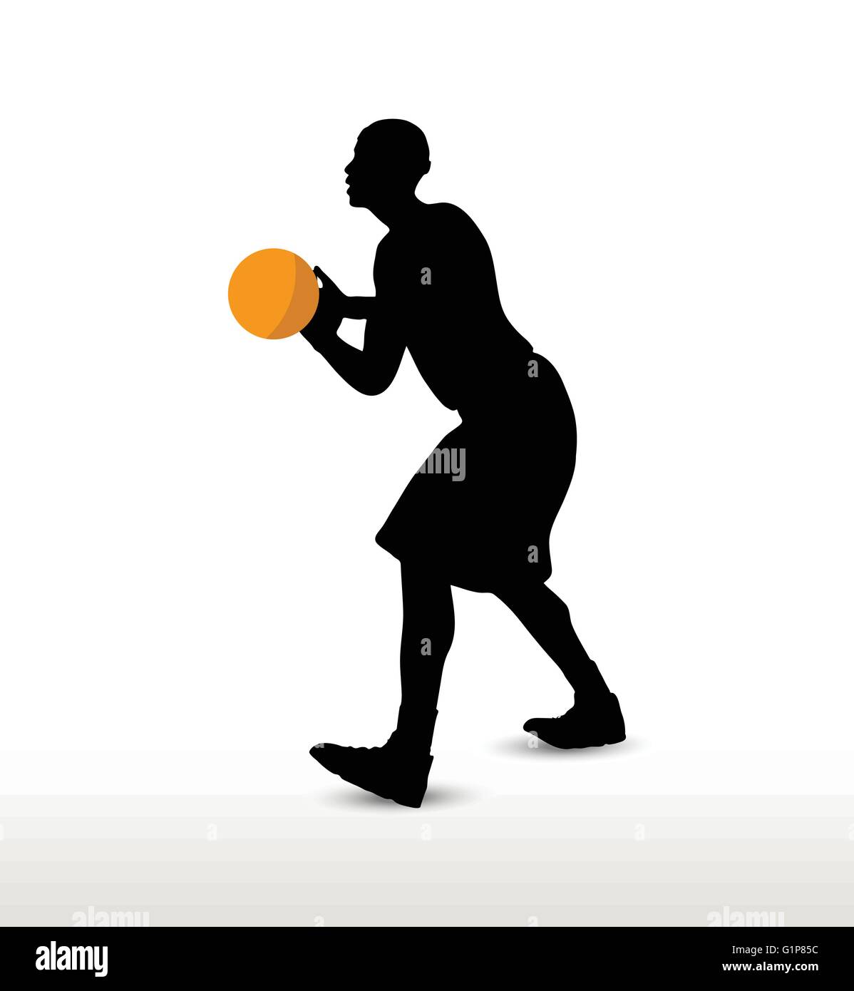 vector image - basketball player silhouette in pass pose, isolated on ...