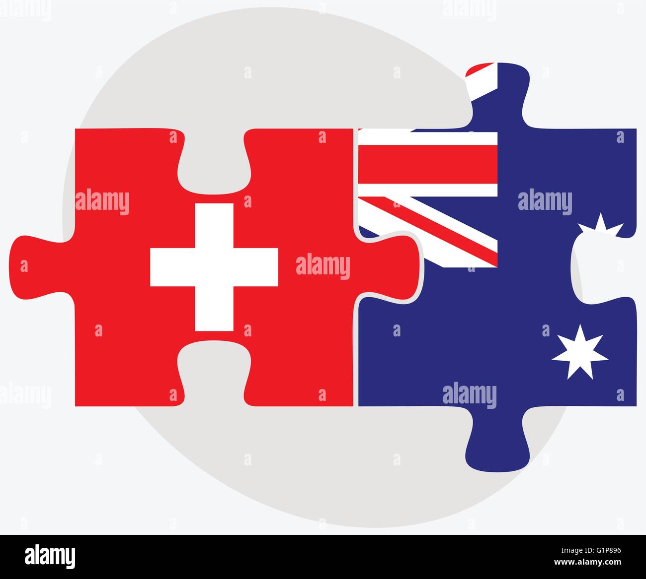 Switzerland and Australia Flags in puzzle isolated on white background ...