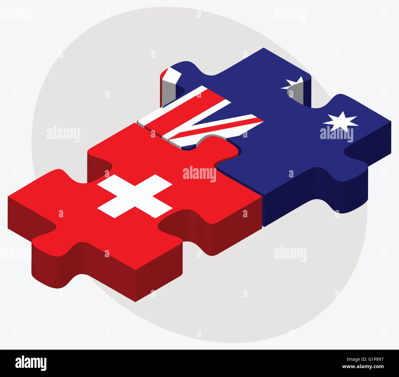 Switzerland and Australia Flags in puzzle isolated on white background ...