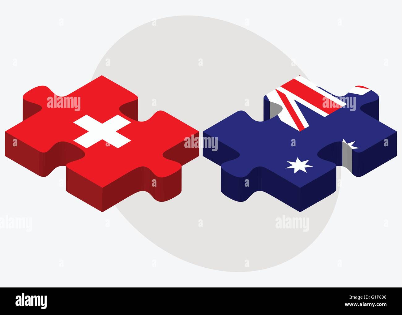 Switzerland and Australia Flags in puzzle isolated on white background ...
