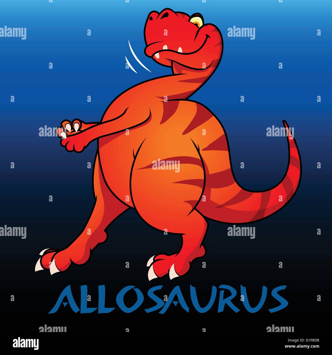 Allosaurus cute charcater dinosaurs illustration Stock Vector Image ...
