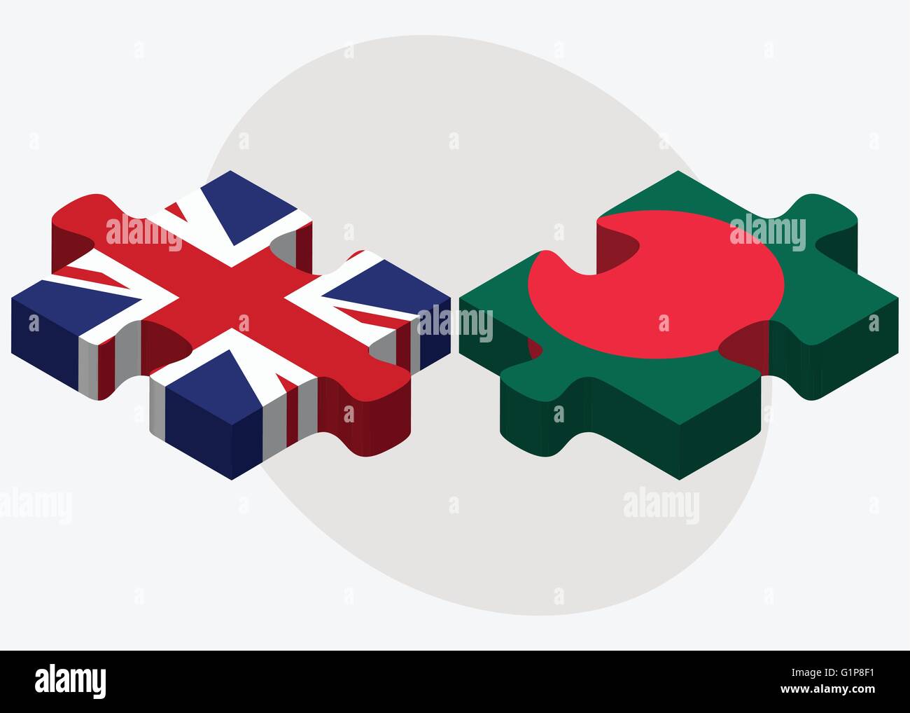 United Kingdom and Bangladesh Flags in puzzle isolated on white ...