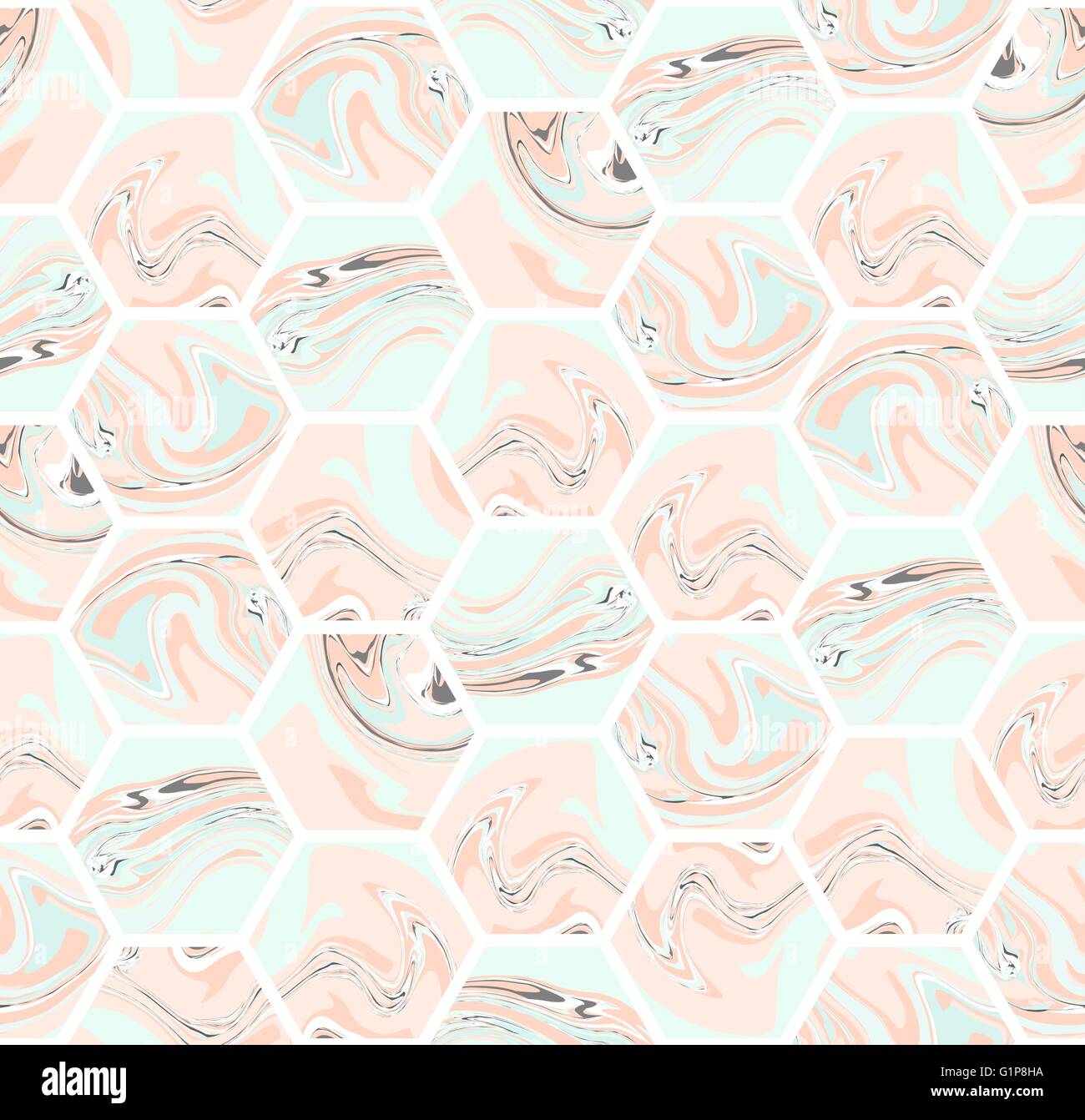 Geometric seamless repeating pattern with marble hexagon shapes in ...
