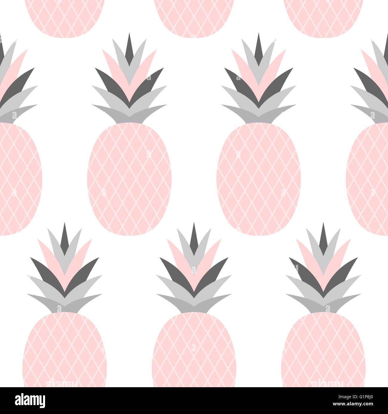 Seamless repeat pattern with pineapples in pastel pink isolated on ...