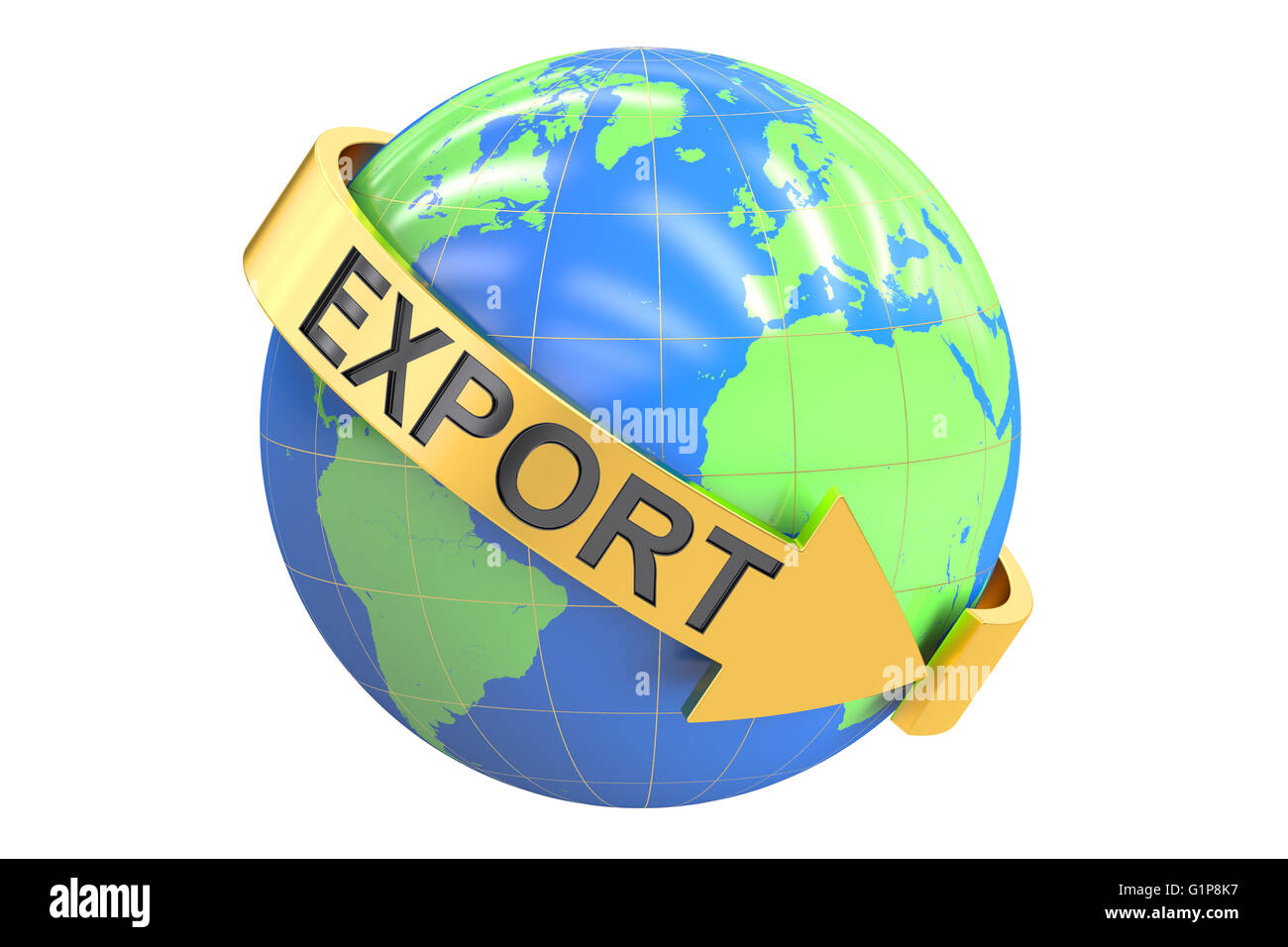 Global export concept, 3D rendering isolated on white background Stock ...