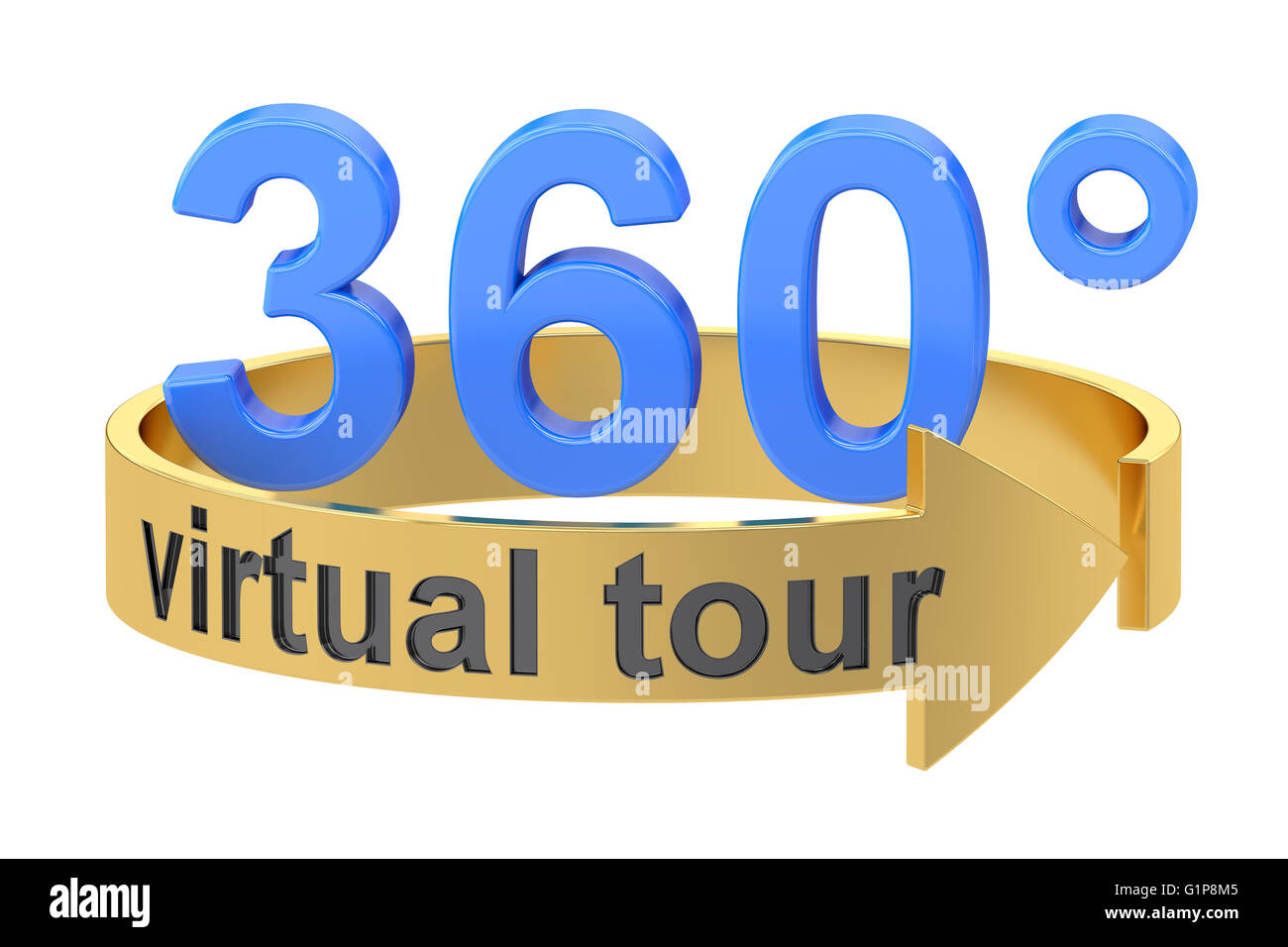Virtual Tour, 360 degrees concept. 3D rendering isolated on white ...