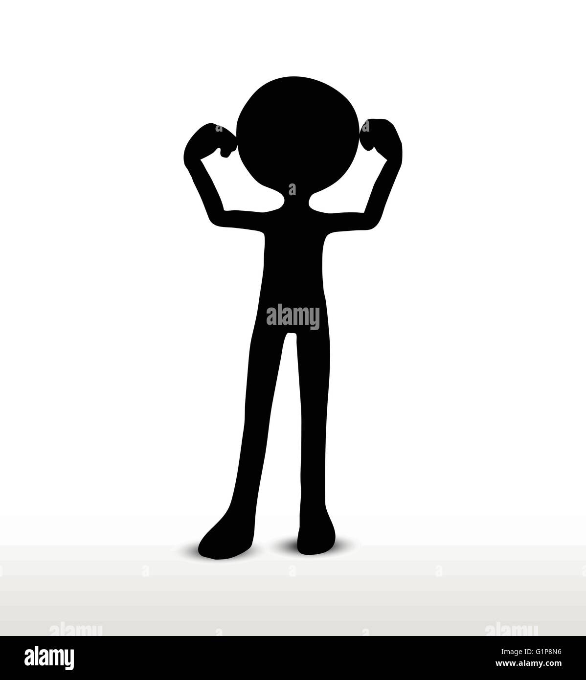 3d man silhouette, isolated on white background, victorious Stock ...