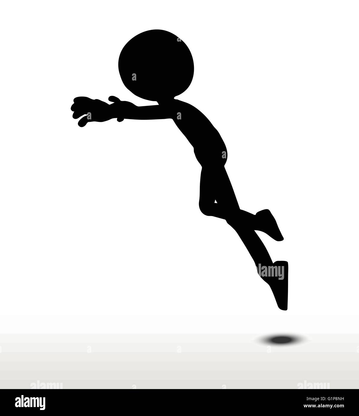 3d man silhouette, isolated on white background, fly Stock Vector Image ...