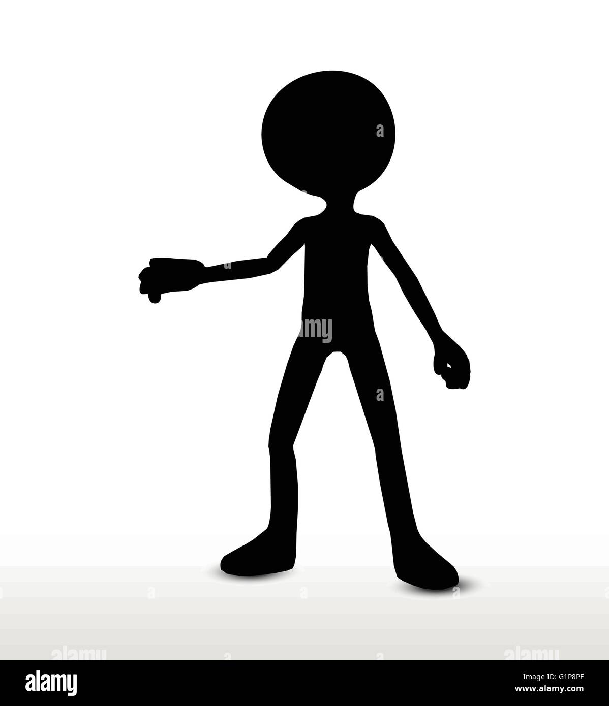 3d man silhouette, isolated on white background, raise hand Stock ...