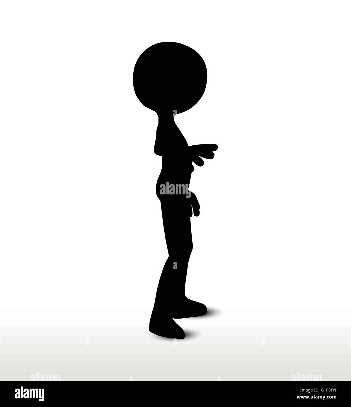 3d man silhouette, isolated on white background, raise hand Stock ...