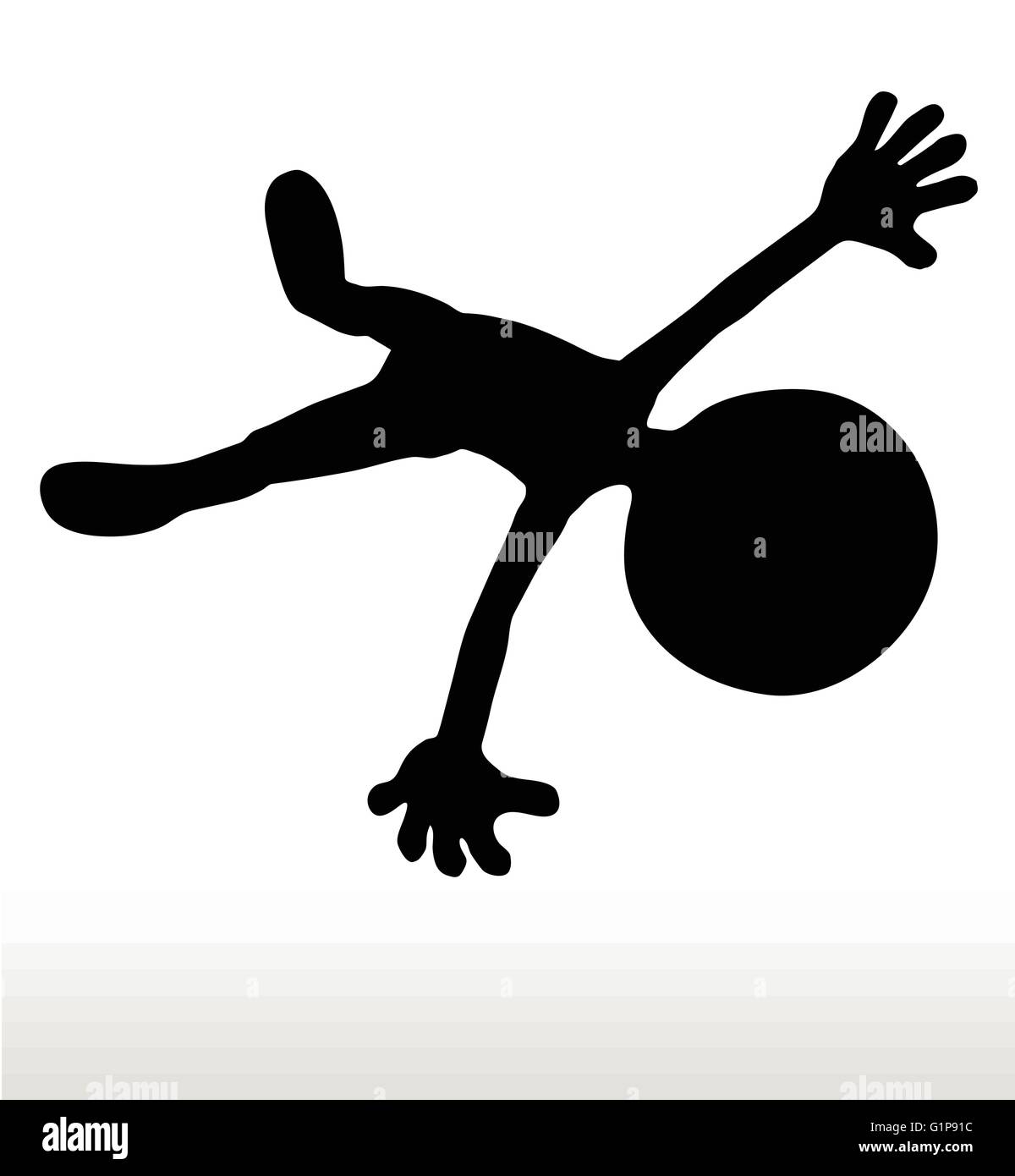 3d man silhouette, isolated on white background, falling Stock Vector ...