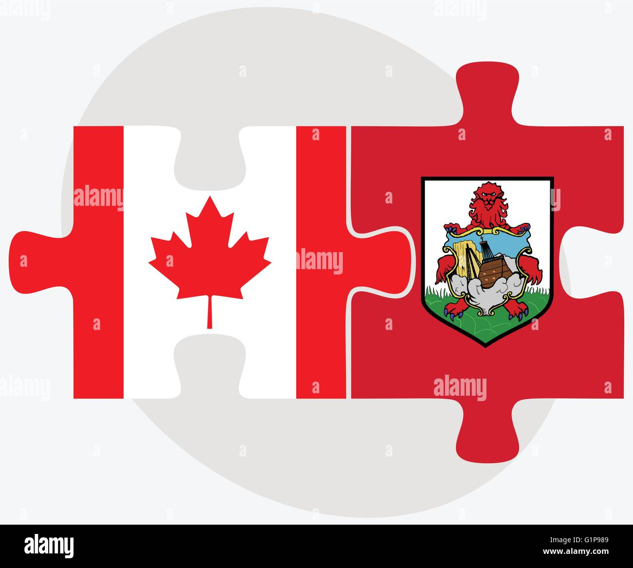 Canada and Bermuda Flags in puzzle isolated on white background Stock ...
