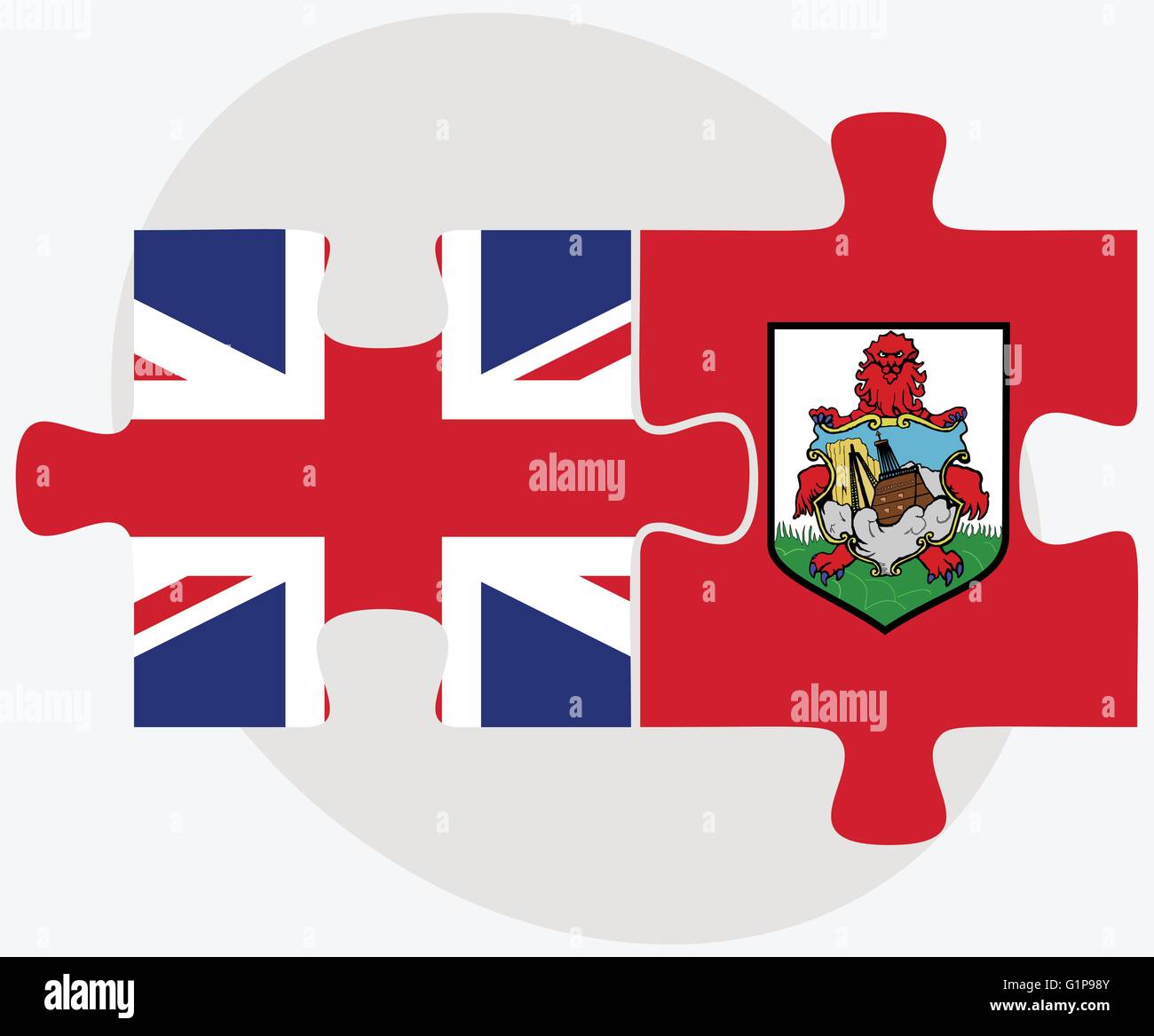 United Kingdom and Bermuda Flags in puzzle isolated on white background ...